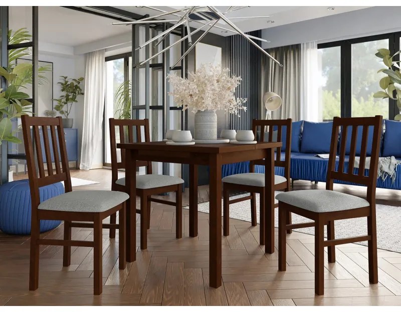 Rozkládací jídelní stůl se 4 židlemi AL08, Barva dřeva: sonoma-L, Potah: Hygge D20