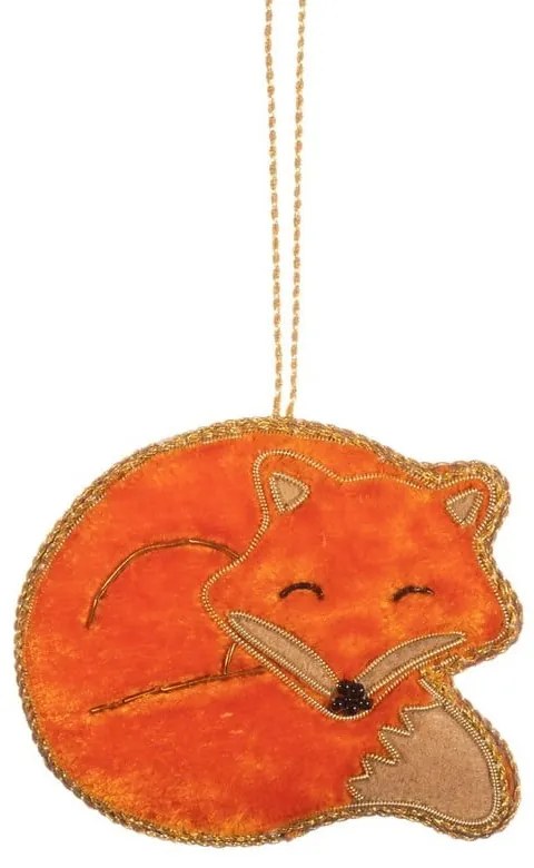 Textilní ručně vyrobená vánoční ozdoba 8 cm Sleeping Fox – Sass &amp; Belle