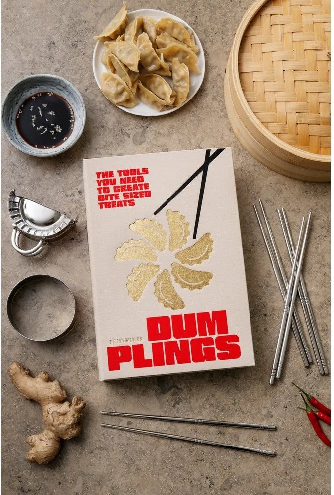 Béžové nerezové hůlky v sadě pro 4 osoby The Essentials - Dumpling Tools – Printworks