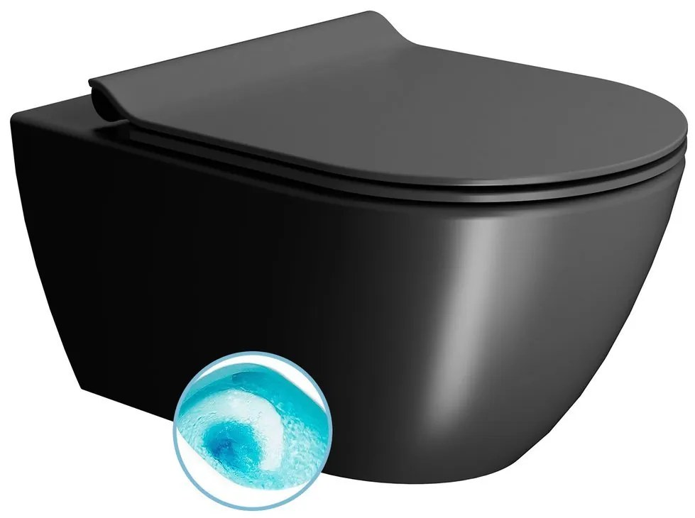 GSI, PURA závěsná WC mísa, Swirlflush, 55x36 cm, černá dual-mat, 881526