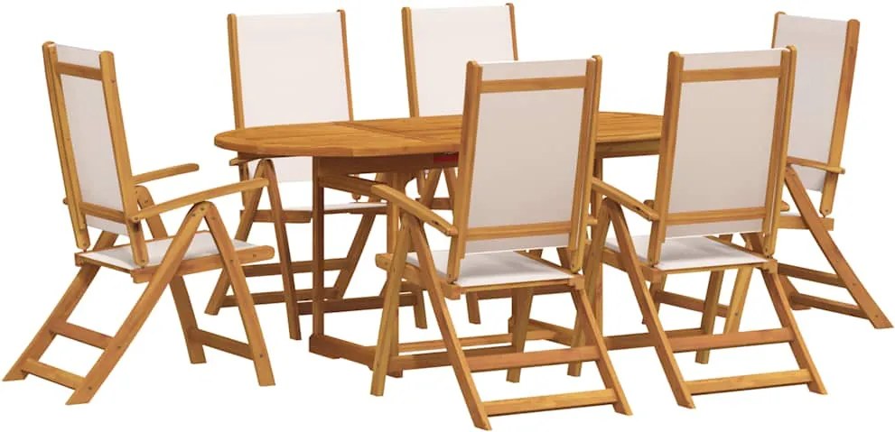 7dílný zahradní jídelní set masivní akáciové dřevo a textilen 3279281