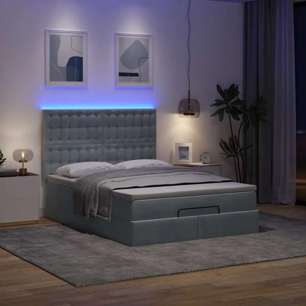 Osmanský rám postele s matracemi tmavě šedá 140x190cm samet 3314463