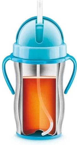 TESCOMA Dětská termoska s brčkem BAMBINI 300 ml, nerez, modrá