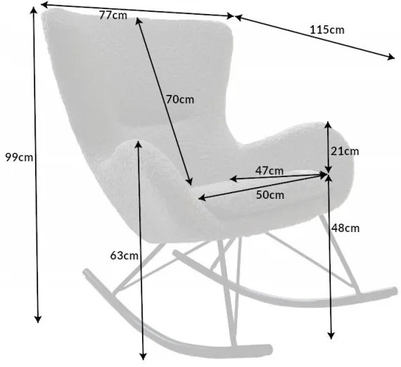 Noble Home Šampaňské plyšové houpací křeslo Scandinavia Swing