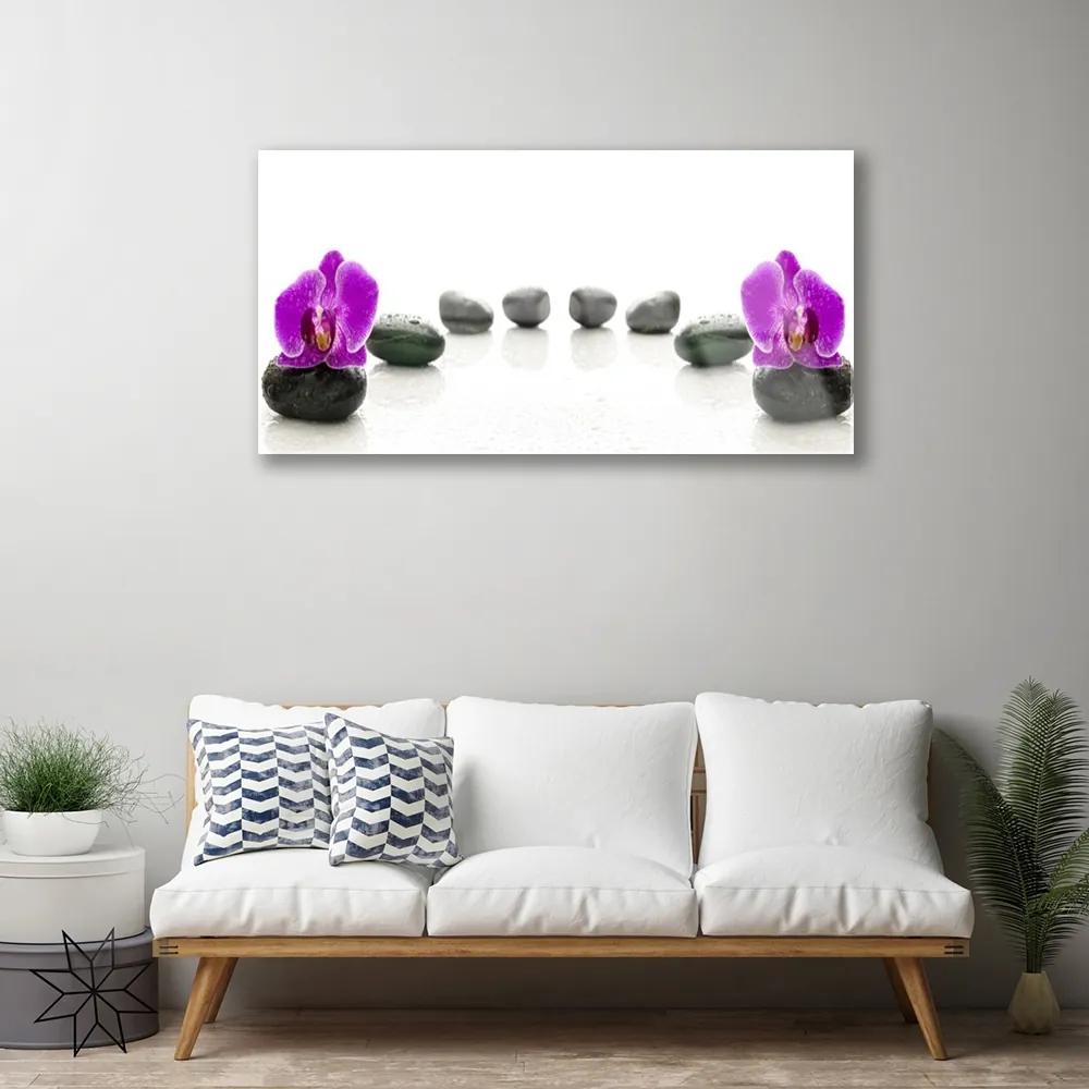 Obraz na skle Květ Kameny Umění 140x70 cm