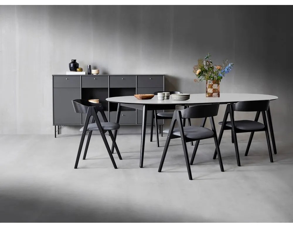 Kulatý rozkládací jídelní stůl s bílou deskou a přídavnou deskou ø 135 cm Meza – Hammel Furniture