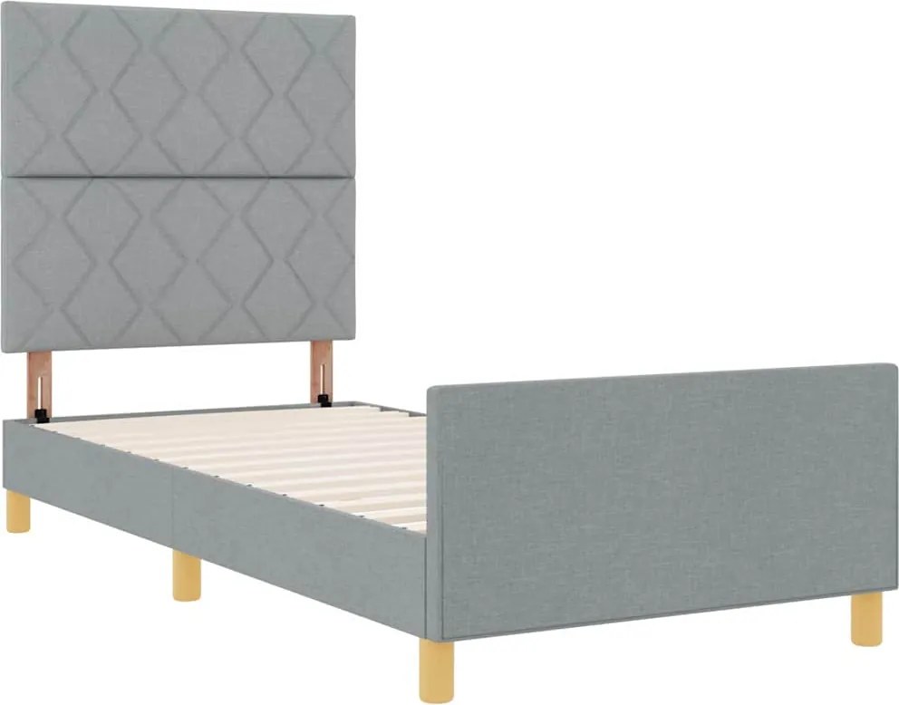 Rám postele s čelo Světle šedá 90 x 200 cm textil 3344774