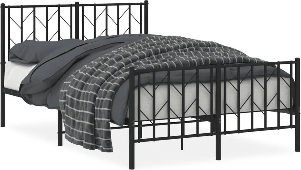 vidaXL Kovový rám postele s hlavovým a nožním čelem 120 x 200 cm [374453] Barva: Černá