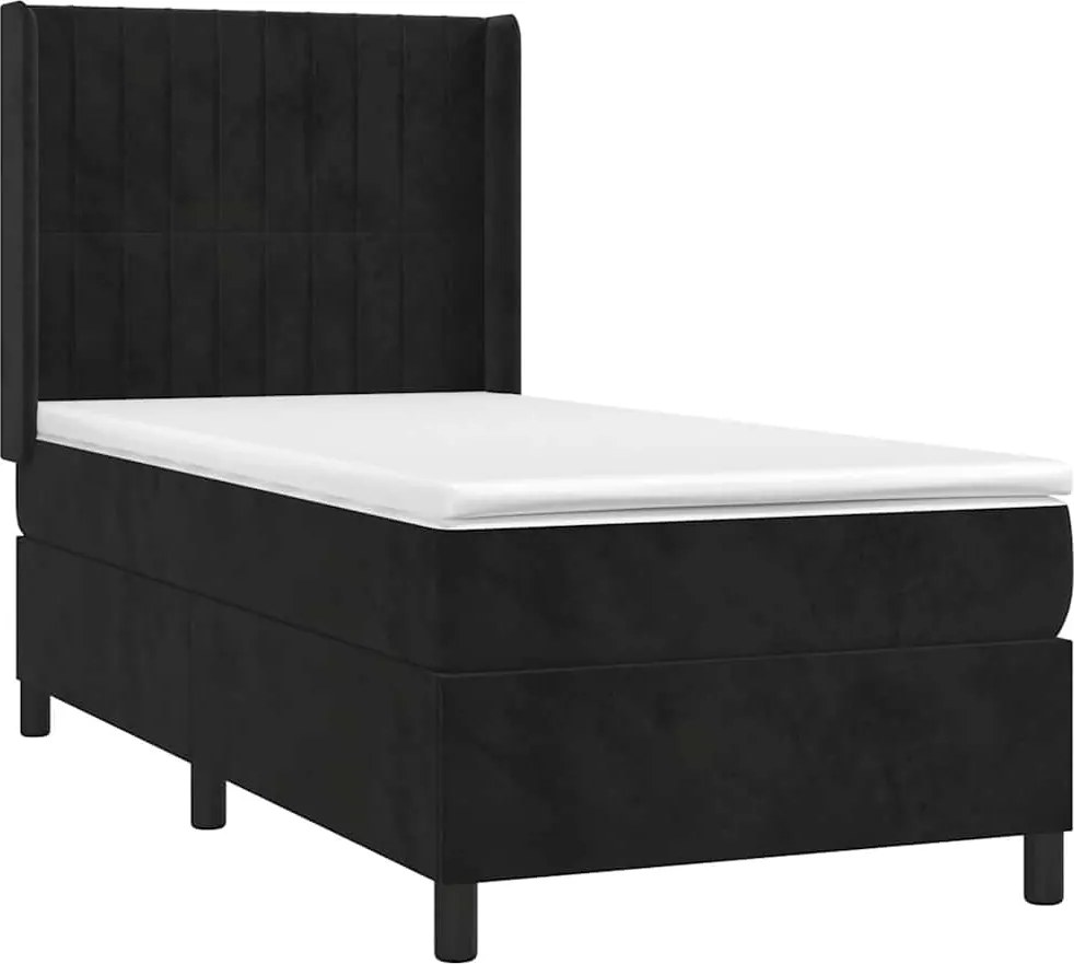 Box spring postel s matrací černá 80 x 200 cm samet 3132767