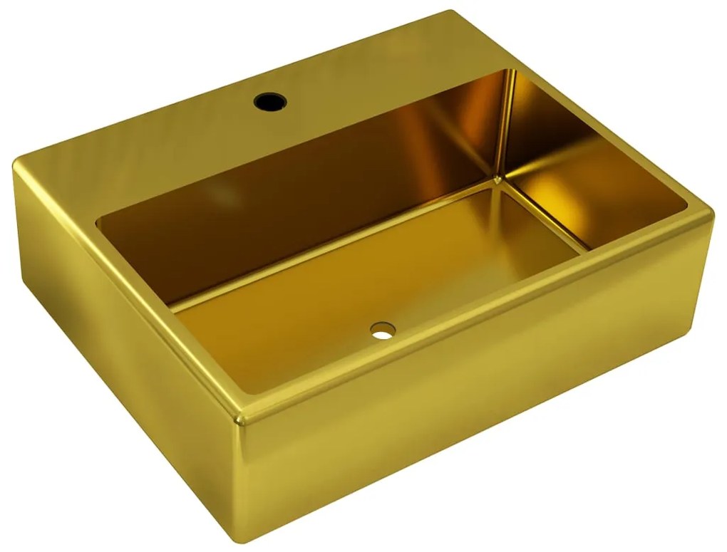Umyvadlo s otvorem pro baterii - zlaté | 38x30x11,5 cm