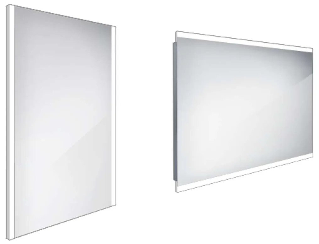 Nimco Zrcadla - Koupelnové podsvícené LED zrcadlo 50x70 cm, hranaté, aluminium ZP 11001