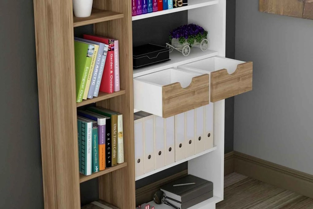 Designový regál Caitir 188,6 cm ořech bílý