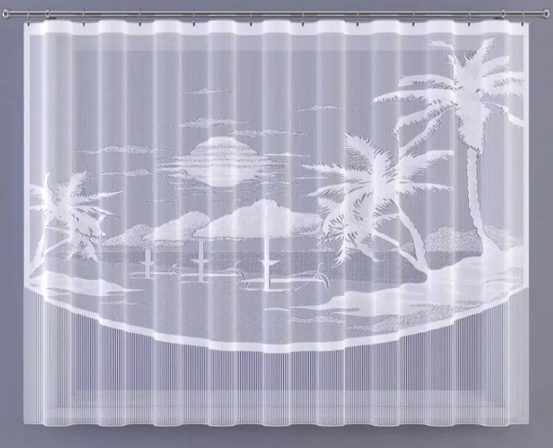 Hotová žakárová záclona Karibik, bílá, 200x160cm