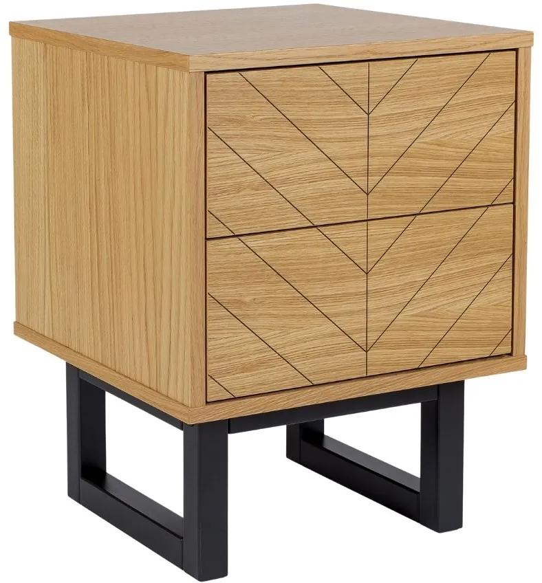 OnaDnes -20% Dubový rýhovaný noční stolek Woodman Camden s březovou podnoží 40 x 40 cm