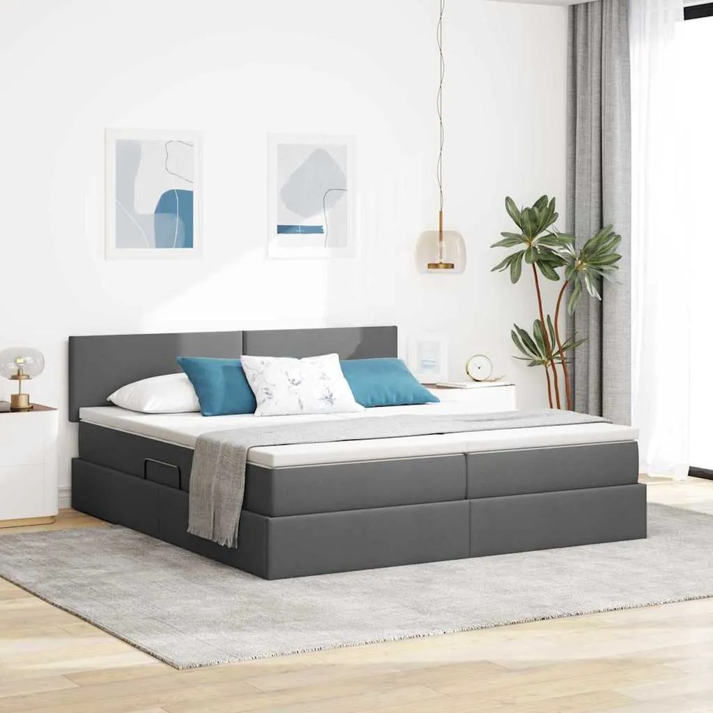 Postel s úložným prostorem Tmavě šedá 180 x 200 cm Umělá kůže 3370914