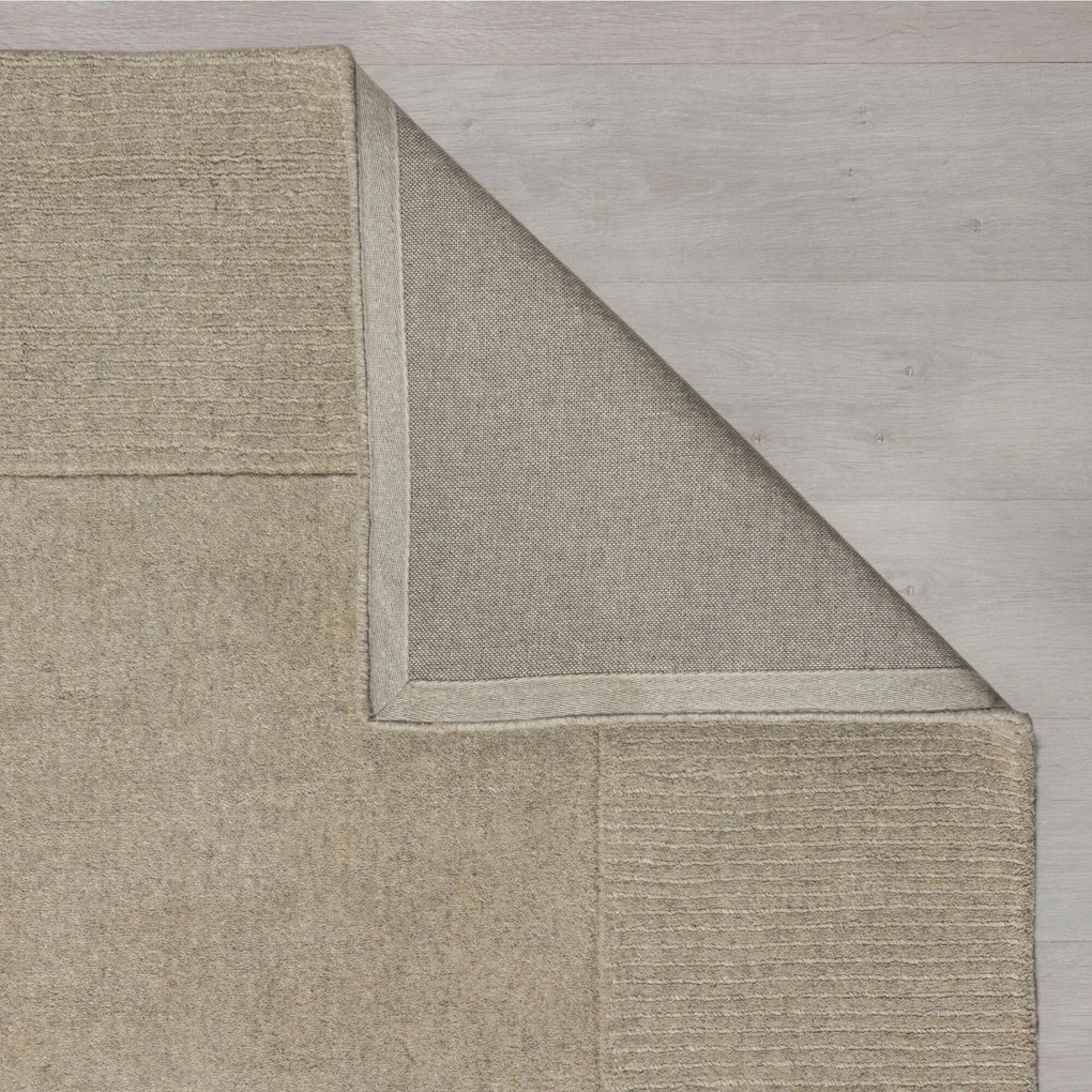 Flair Rugs, Kusový ručně tkaný koberec Tuscany Textured Wool Border Natural, 200x290, béžová, ložnice