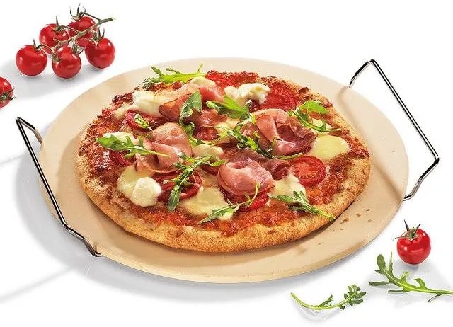 Grilovací kámen küchenprofi pizza kámen s rámem, průměr 30cm