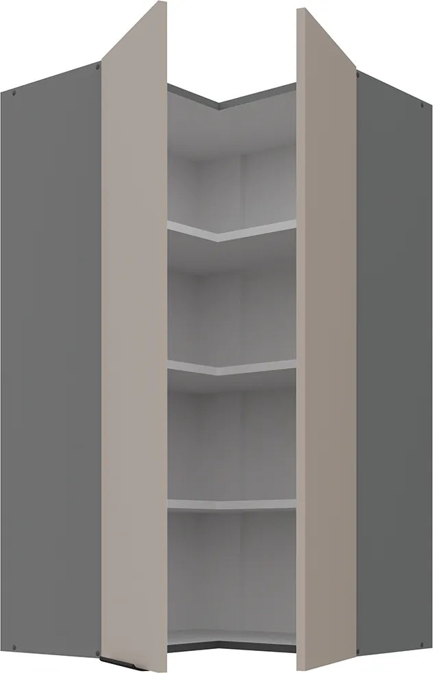 ARIA ta | horní kuchyňská skříňka 60x60 GN-108 2F (90°) rohová s policemi | EXTRA VYSOKÁ | 60x60 cm | antracit/béžová