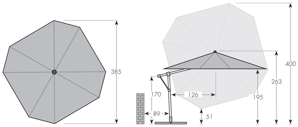 Slunečník DOPPLER Protect 400 cm výkyvný s boční tyčí přírodní T820