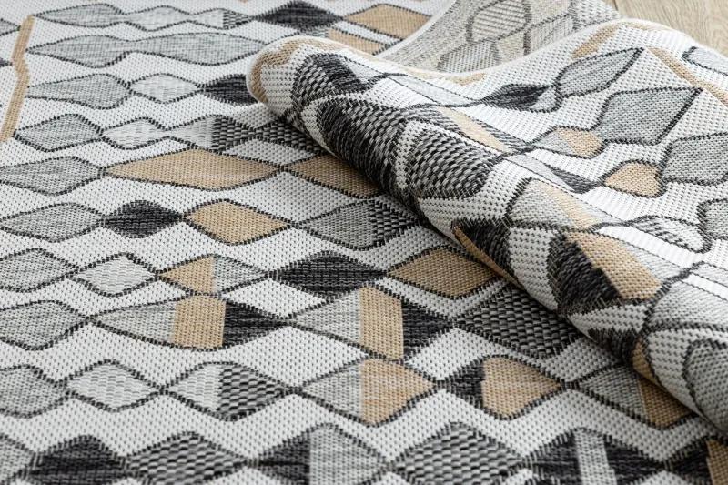 Dywany Łuszczów Kusový koberec Cooper Sisal Diamonds 22217 ecru/black – na ven i na doma - 140x190 cm