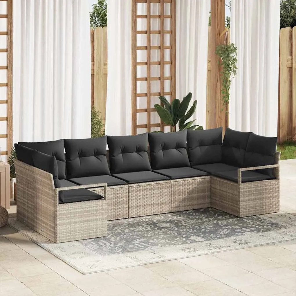 Set pohovek 7 ks Světle šedá polyratan 3346532