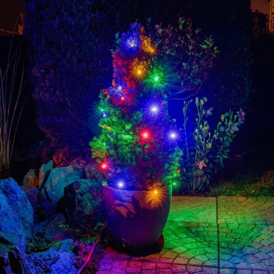 Hobby Line LED světelný řetěz, venkovní, 4 m, barevný, 32 diod, tmavě zelený kabel, IP44, prodlužovací