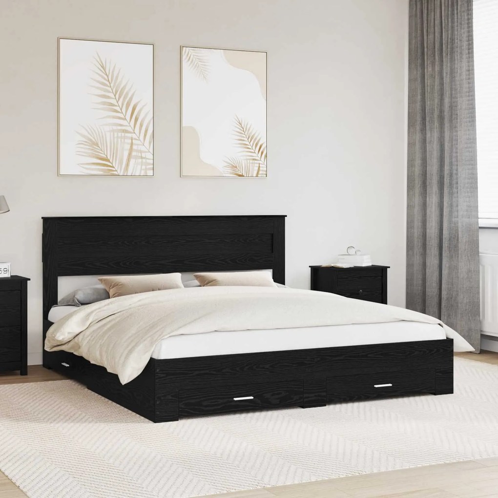 Rám postele se zásuvkou Černý dub 180 x 200 cm Kompozitní dřevo 3409959