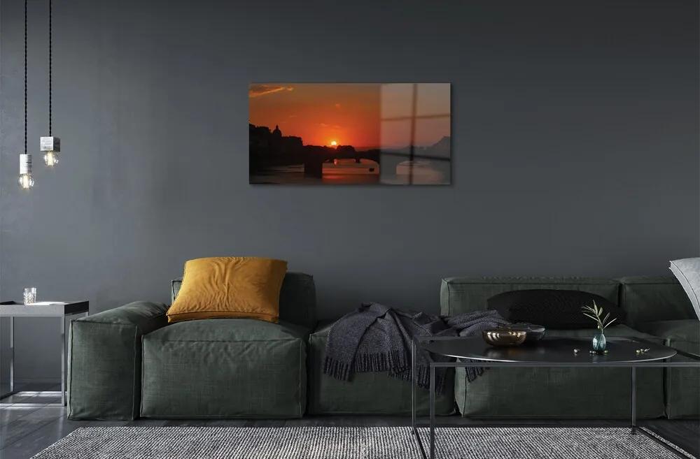Obraz na skle Itálie řeka západu slunce 100x50 cm