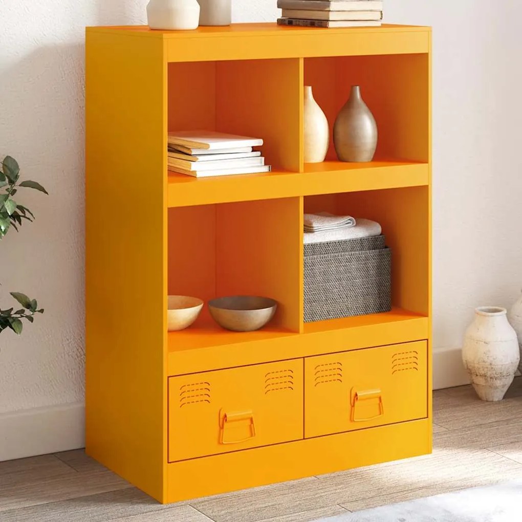 Highboard hořčicově žlutý 67 x 39 x 95 cm ocel