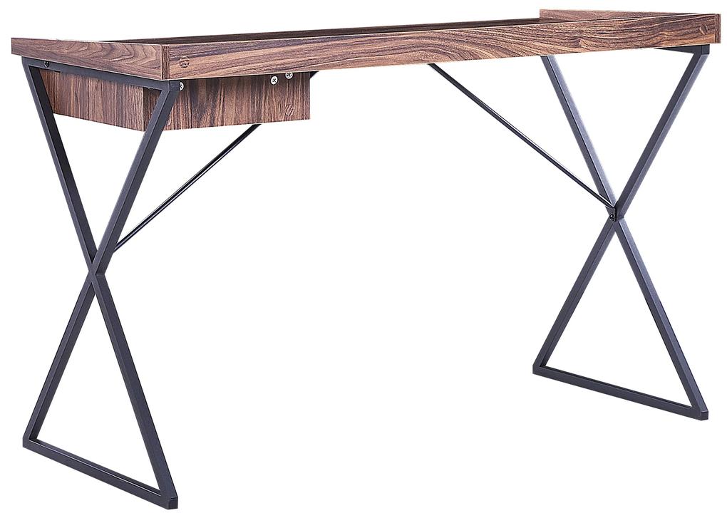 Psací stůl se zásuvkou 120 x 54 cm tmavé dřevo/černý NOXON Beliani