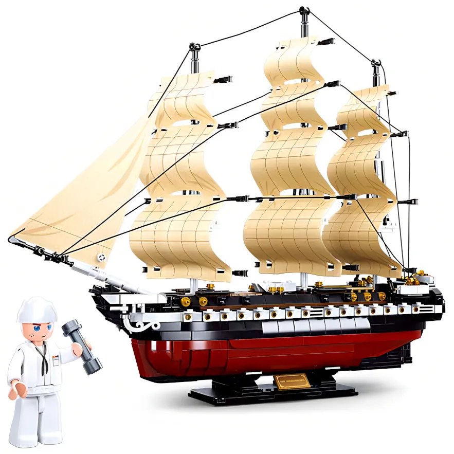 Sluban Model Bricks M38-B0836 Fregata USS Constitution plachetní válečná loď