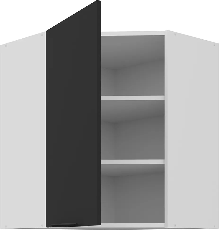 ARIA bc | horní kuchyňská skříňka 60x60 GN-72 1F (45°) rohová s policemi | 60x60 cm | bílá/černá