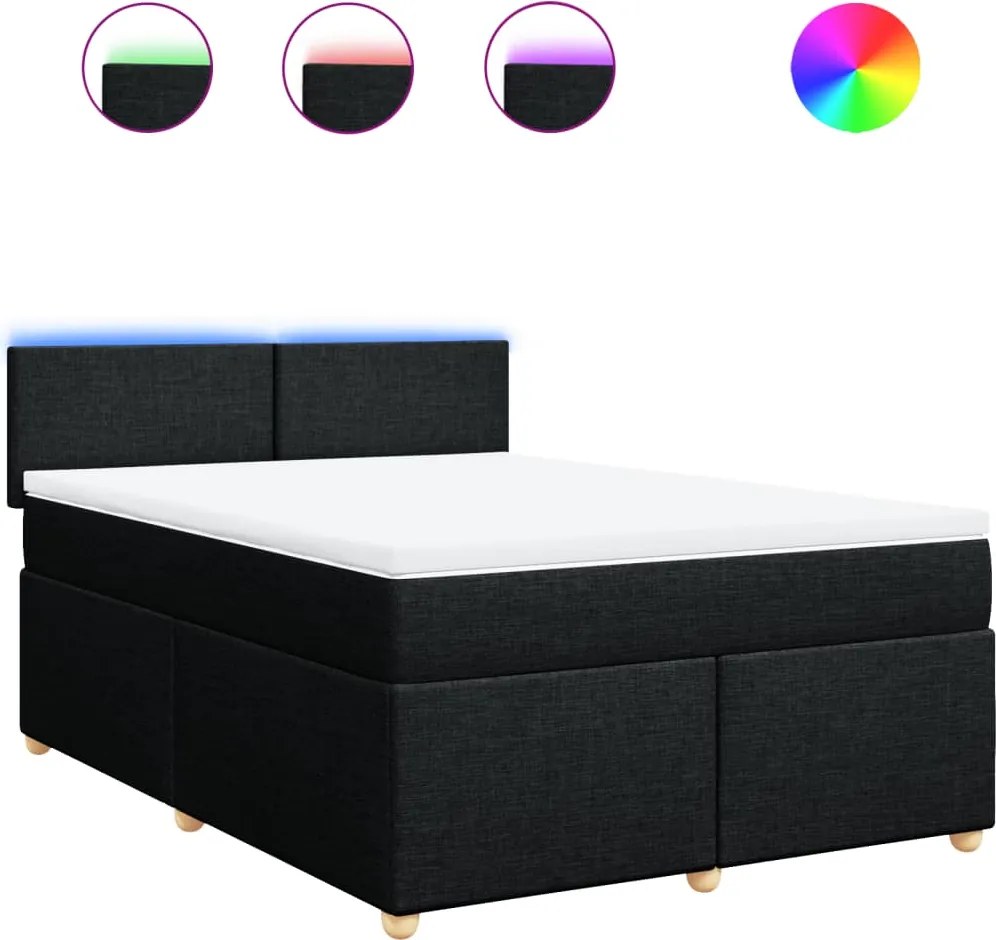 Box spring postel s matrací černá 140 x 190 cm textil 3288970