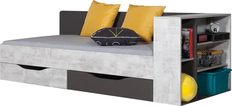 Dětský pokoj Tablo E Zvolte barevné provedení: bílá - grafit - atlantic, Výběr postele: s matrací