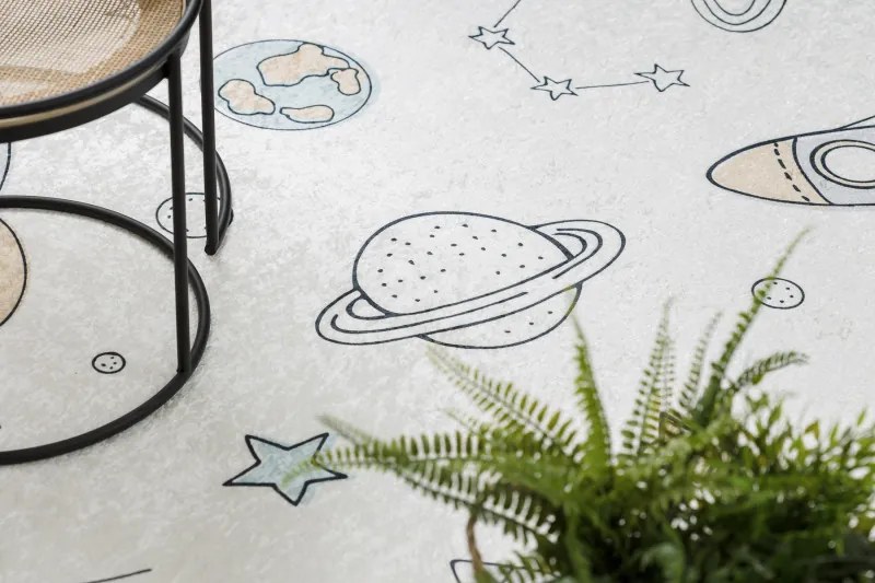 Dywany Łuszczów, Dětský kusový koberec Bambino 1278 Space rocket cream, 80x150, vícebarevná, dětský pokoj