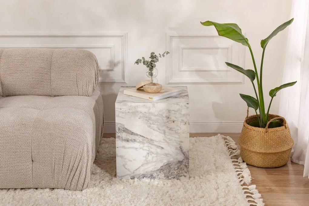 Designový odkládací stolek Taliesin 45 cm vzor mramor frézie