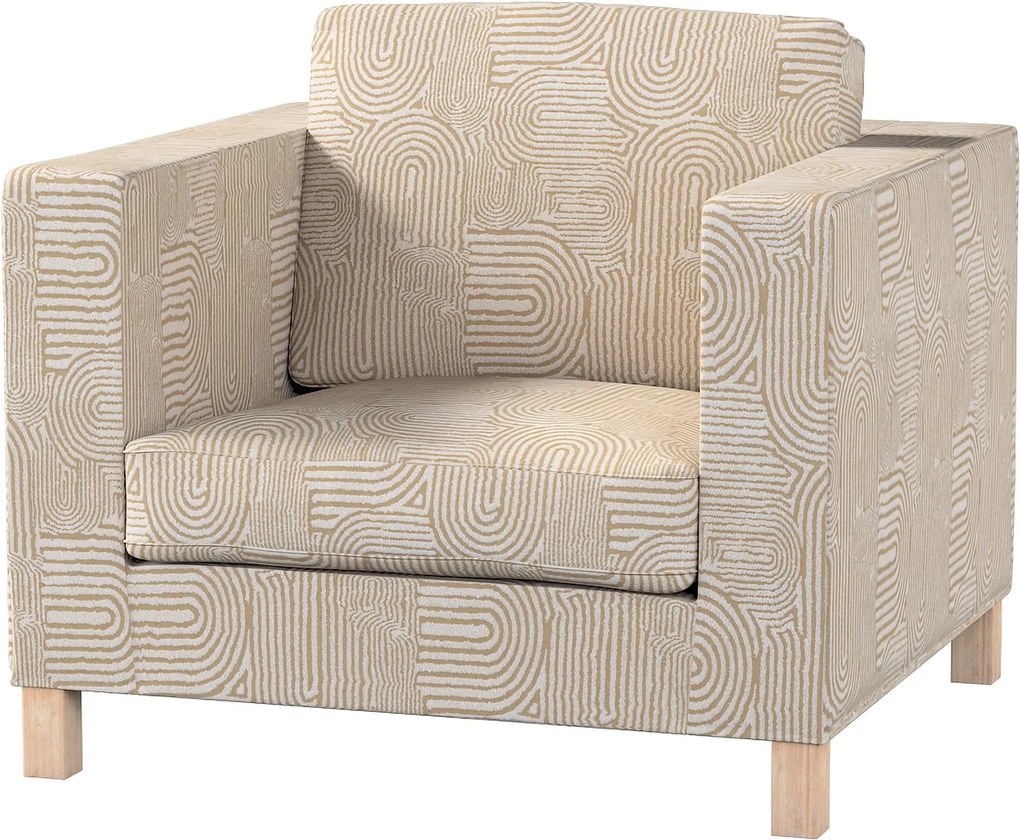 Potah na křesko IKEA Karlanda, krátký barva béžová látka pletený vzor, vzorované