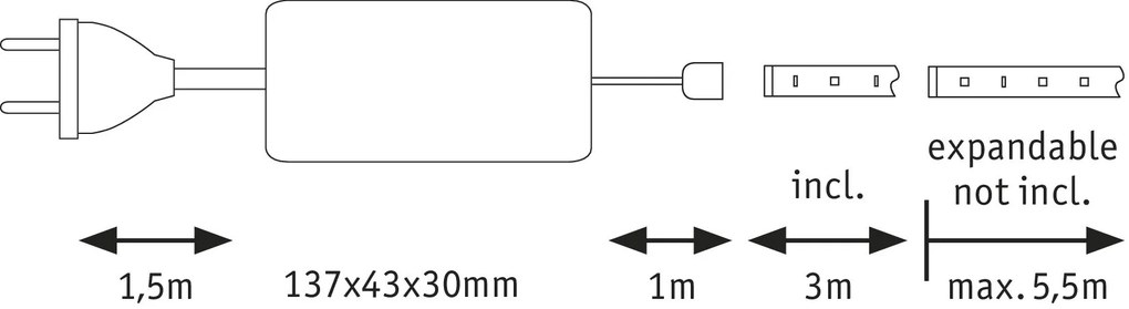 Paulmann 70666 MaxLED 500 plast, Basic Set 20W 2700K, 3m rozšiřitelný na 5,4m, včetně trafa