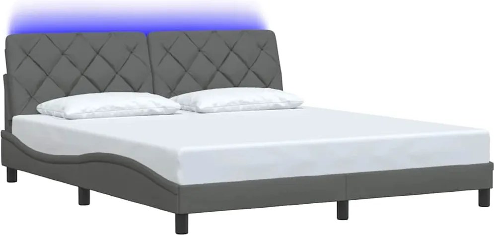 Rám postele s LED bez matrace Tmavě šedá 180x200 cm Látka 3310686