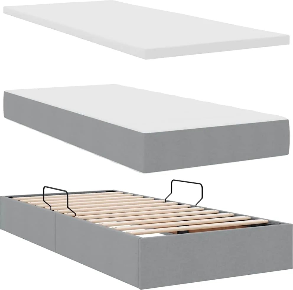 Postel s úložným prostorem Světle šedá 180 x 200 cm Umělá kůže 3370925