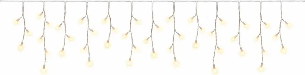 Eco Fix venkovní LED rampouchy, světelné, 200 × 50 cm, teple bílá, 60 diod, 36 V, bílý kabel, IP44, prodlužovací