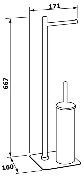 Gedy - Stojací WC štětka s držákem toaletního papíru FLORI lesklý chrom