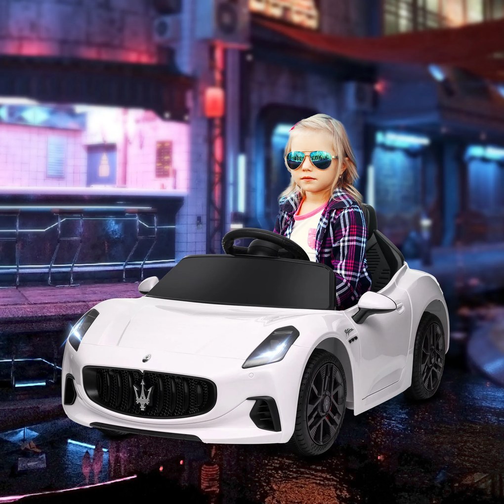 Dětské elektrické auto AIYAPLAY 3+ let Maserati Gran Turismo Folgore s 2 výkonnými motory, 12V baterie, rychlost 3-5 km/h, dálkové ovládání 2.4G, svě…