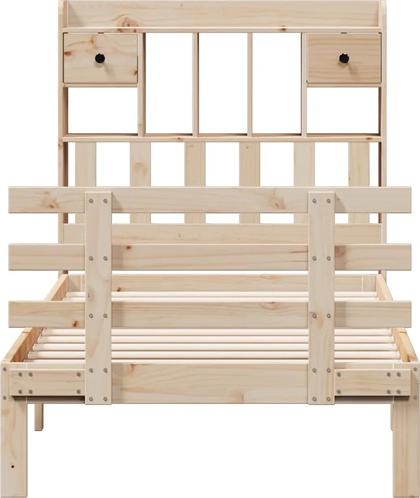 Postel s knihovnou bez matrace 90 x 190 cm masivní borovice 3322782