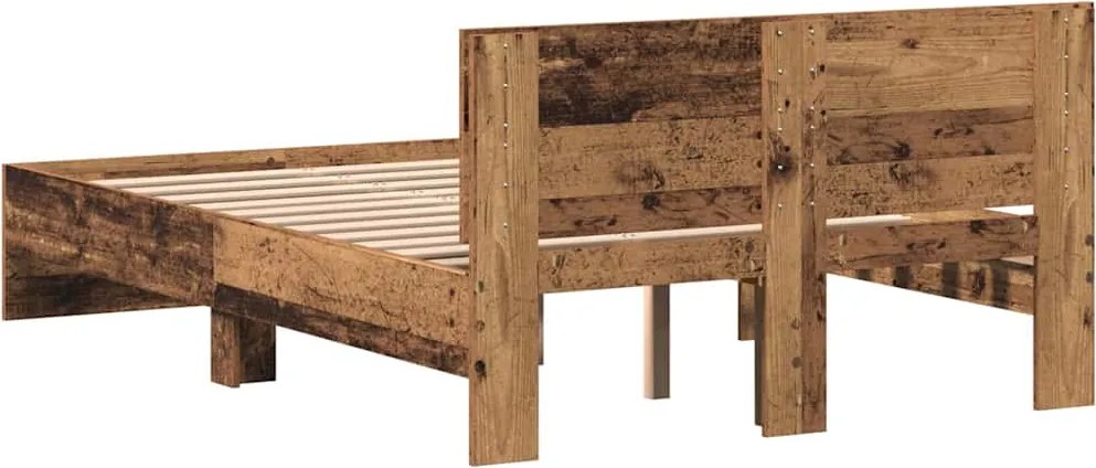 Rám postele s čelem s čelo Staré dřevo 193 x 125 x 70 cm 3376060