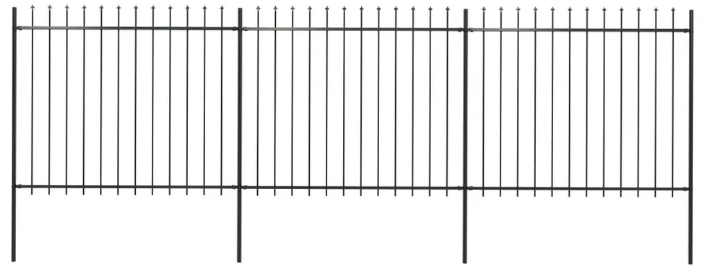 vidaXL Marketos Zahradní plot s kopím nahoře ocelový 537 x 150 cm černý
