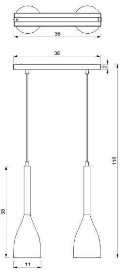 Lustr na lanku MUZA 2xE27/60W/230V