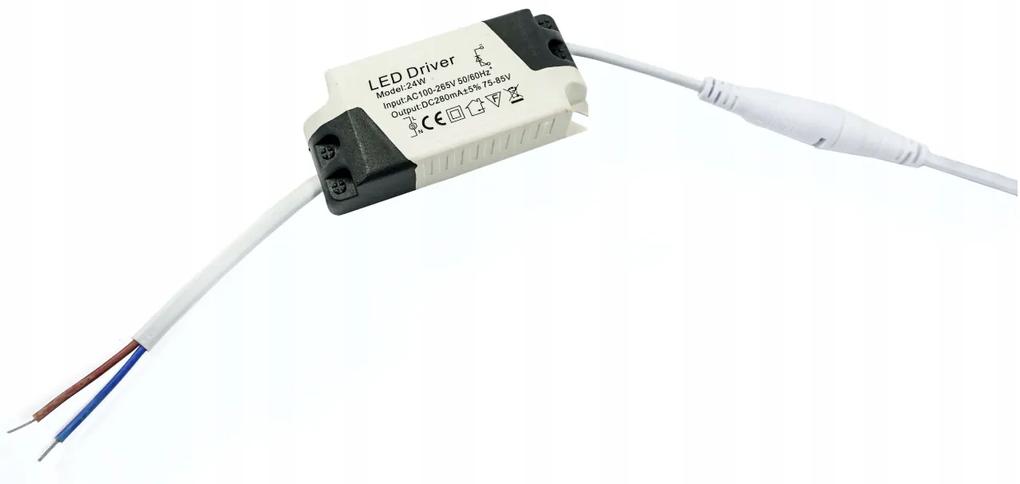 ecoPLANET Kruhový LED panel pro povrchovou montáž - černý - 24W - studená bílá