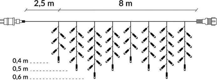 LED krápníky - 10,5m, 200LED, 8 funkcí, IP44, studená bílá