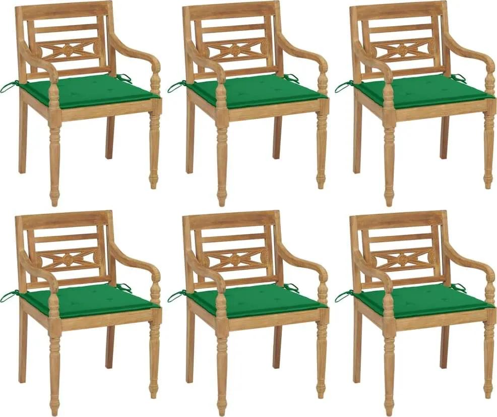 vidaXL Židle Batavia s poduškami 6 ks masivní teakové dřevo [3073323] Barva: Královská modř